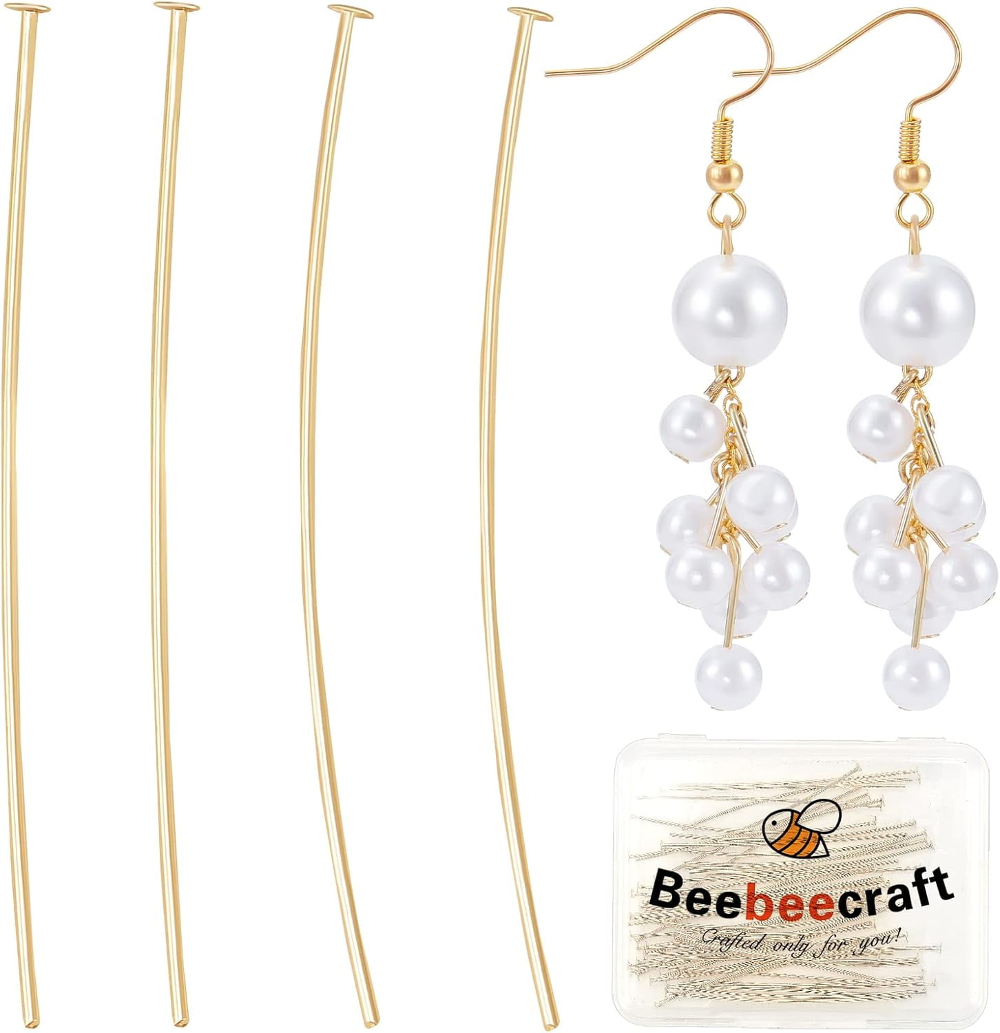 100Pcs/Box Flat Head Pins 18K Gold Plated Straight End Head Pins ...