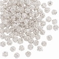 100Pcs Brass Rhinestone Beads Round Silver 6x6.5mm Hole: 1.2mm diy ...