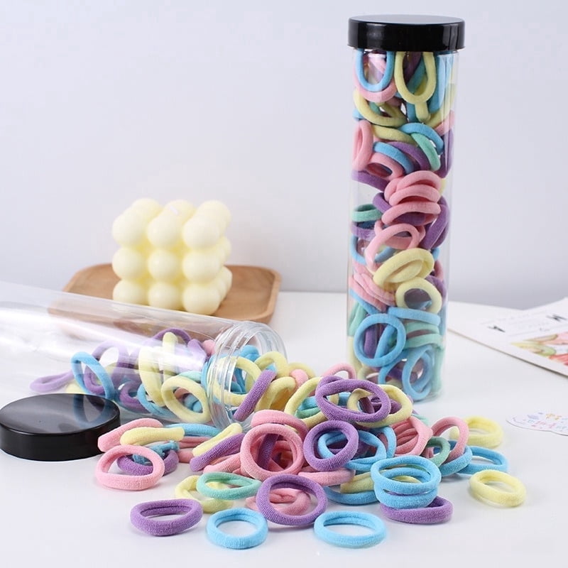 100Pcs Brown Cotton Hair Ties - 100PCS Seamless Thick Elastic Ponytail ...