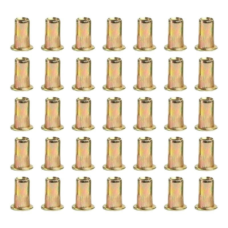 100Pcs Carbon Steel Rivnut Flat heads Threaded Rivets Insert Nutsert Caps Rivets Nut 3/4/5/6/8 ...
