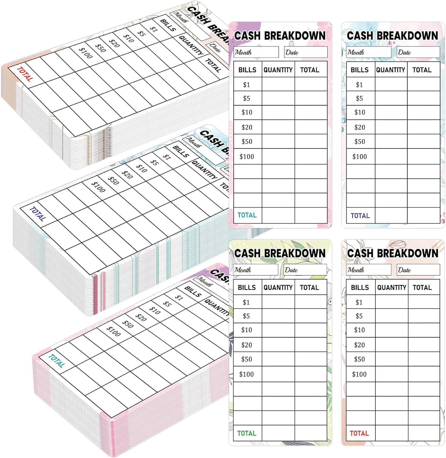 100Pcs Cash Breakdown Teller Stickers 2X4inch Cash Tracker Memo Labels ...
