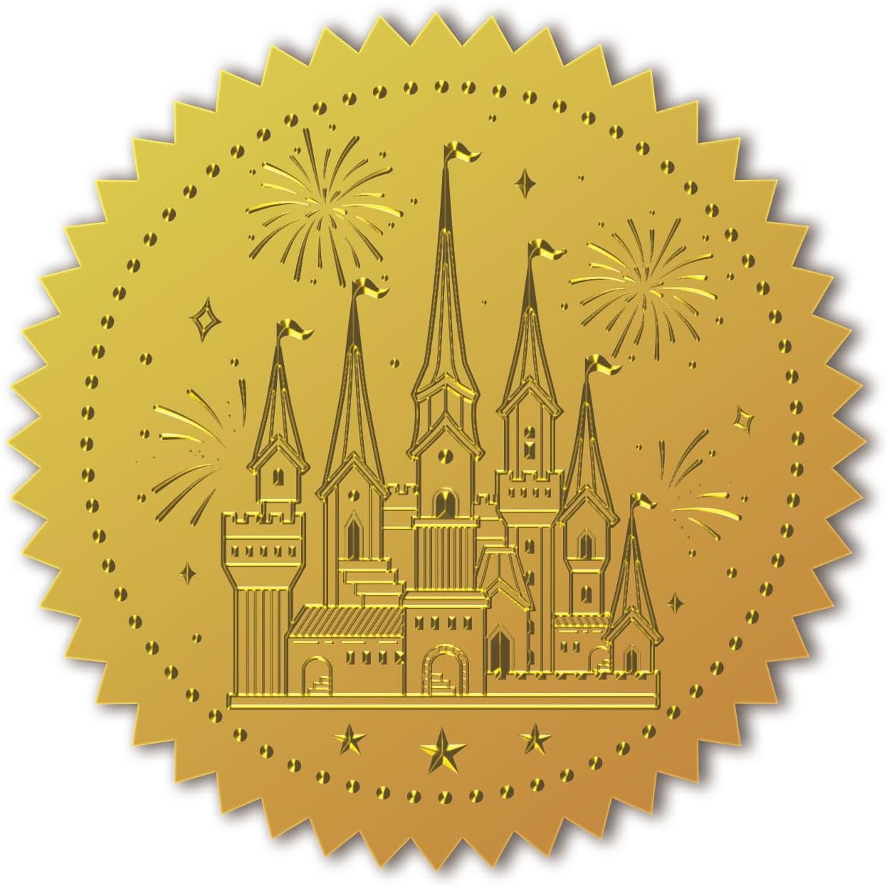 100Pcs Castle Fireworks Gold Foil Certificate Seals Self Adhesive ...