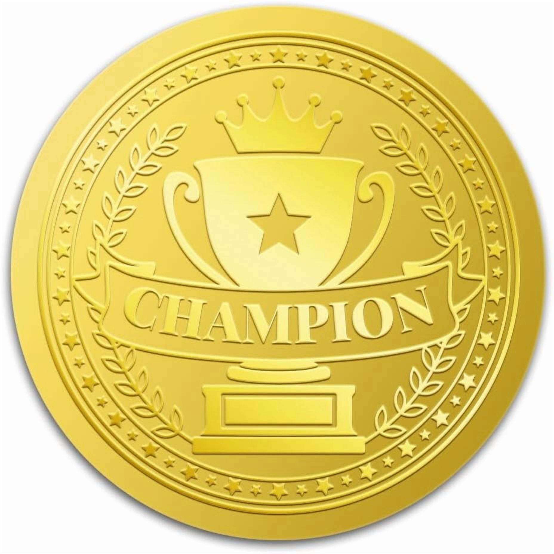 100Pcs Champion Trophy Gold Foil Stickers 2 Inch Trophy Gold Embossed ...