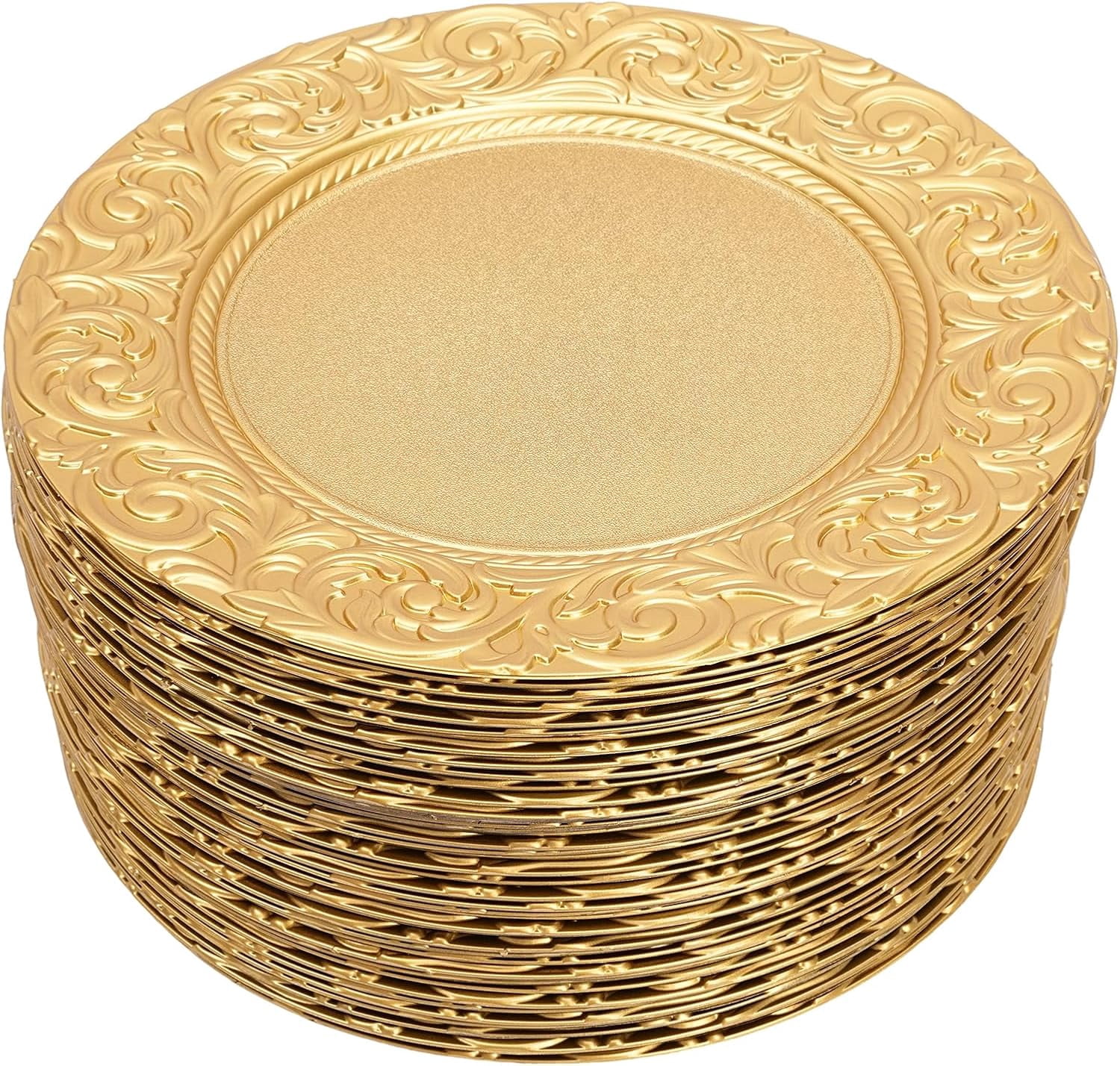 100Pcs Charger Plates Bulk with Floral Pattern, 13" Round Floral Plates ...