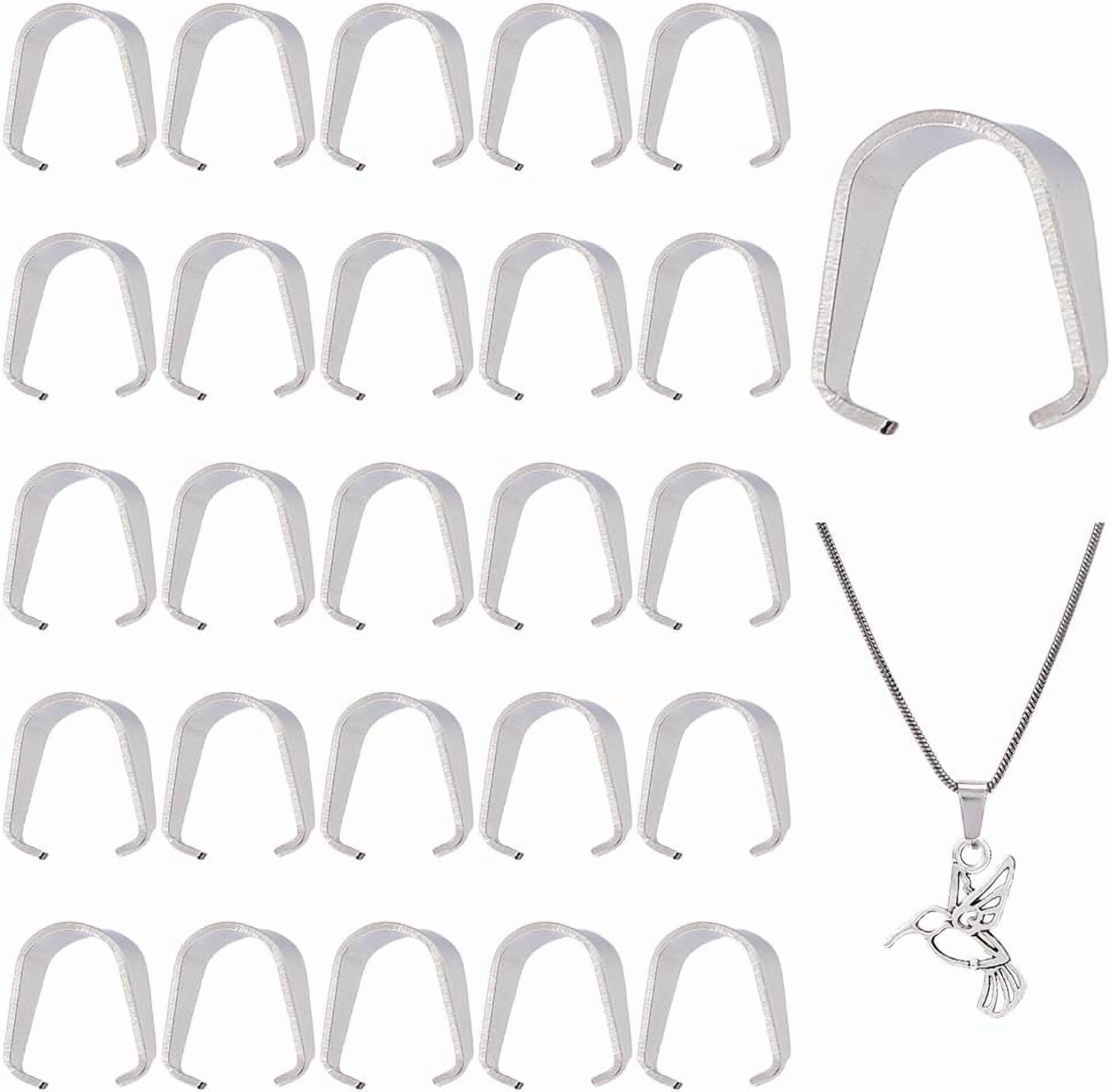 100Pcs Clasps Stainless Steel Snap on Bails Hook Pinch Clip Bail Pendant Necklace Clasps Pendant ...