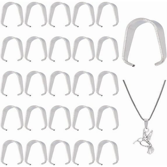 100Pcs Clasps Stainless Steel Snap on Bails Hook Pinch Clip Bail ...