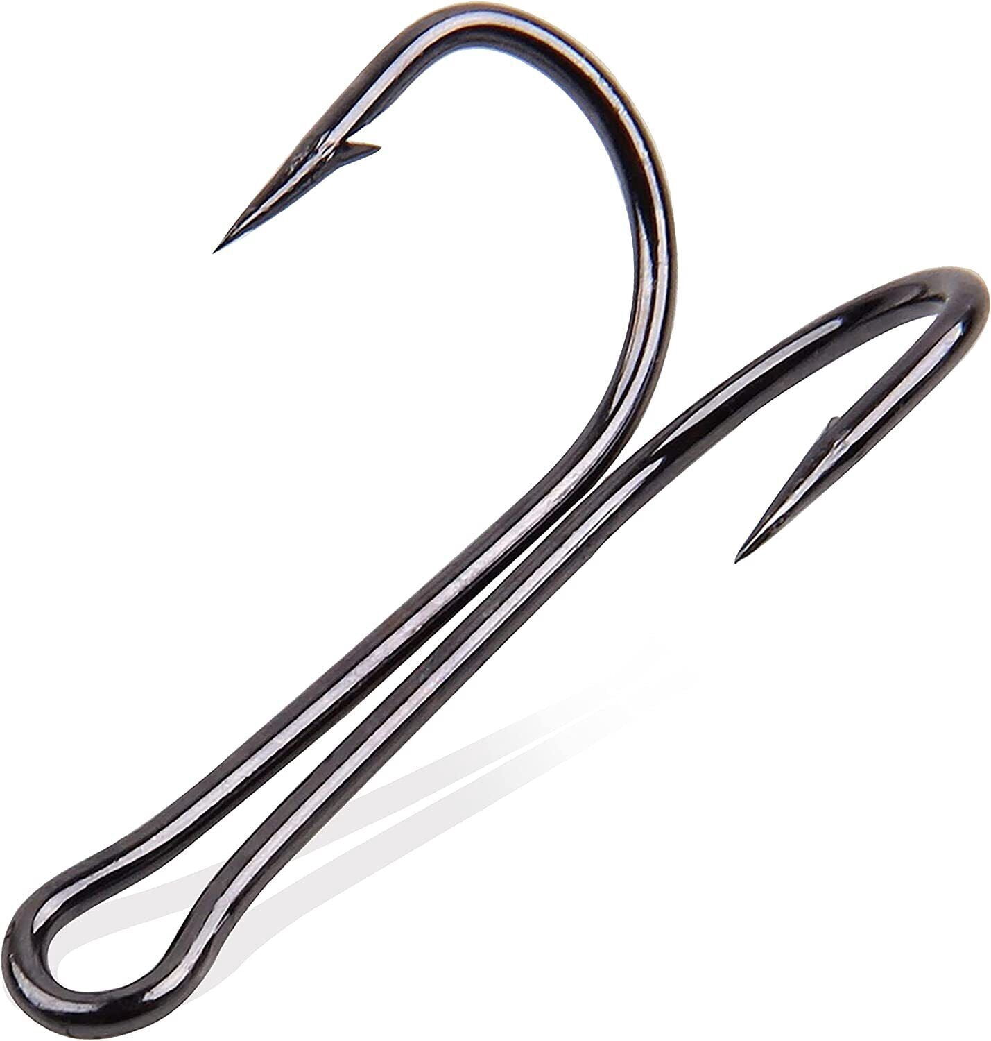 100Pcs Classic Double Hook Open Shank Frog Hooks High Carbon Steel ...