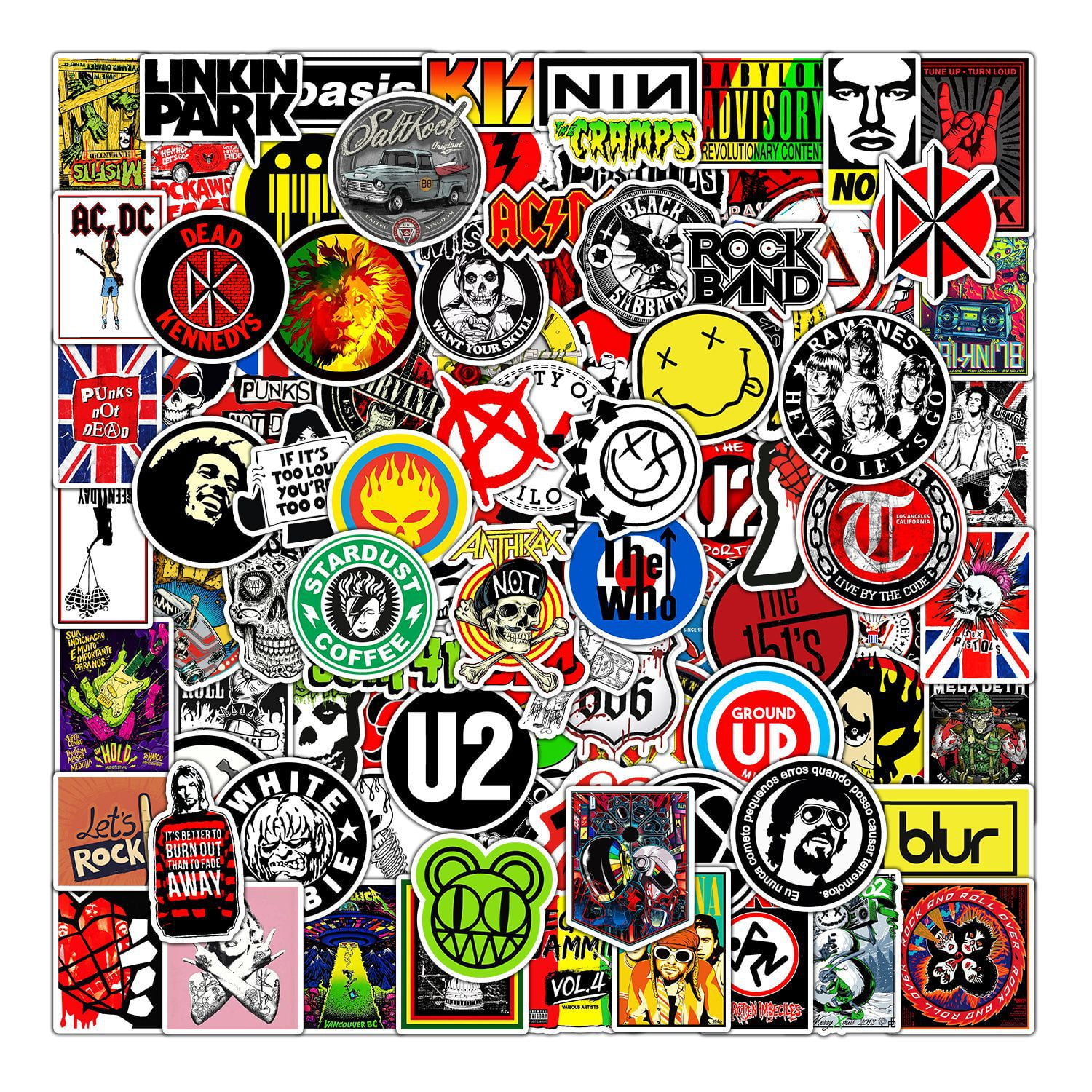100Pcs Classic Rock Stickers DIY Stickers Scrapbooking Phone Luggage ...
