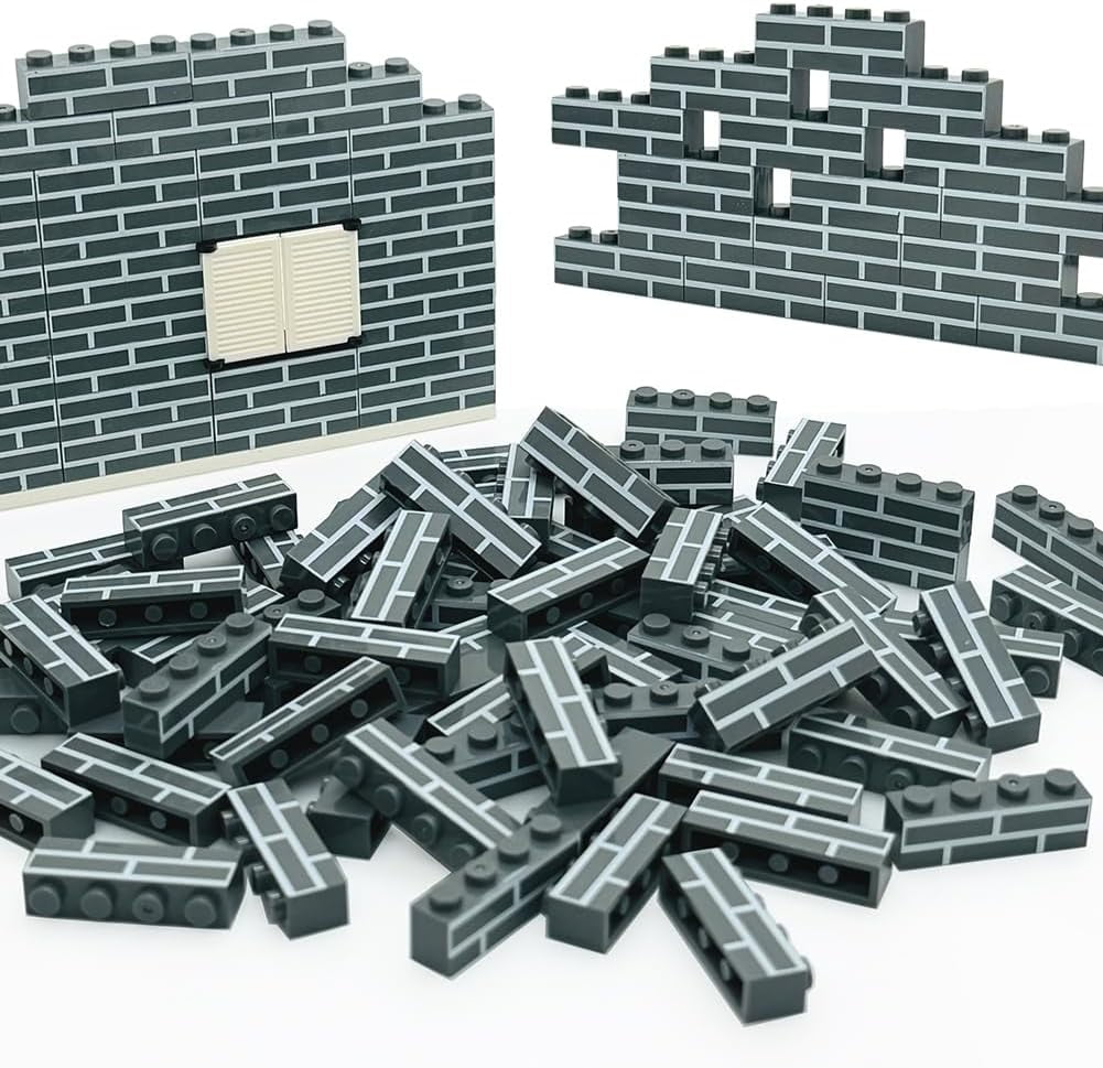 100Pcs Classic Wall Building Bricks,1x4 Masonry Profile Bricks Blocks ...