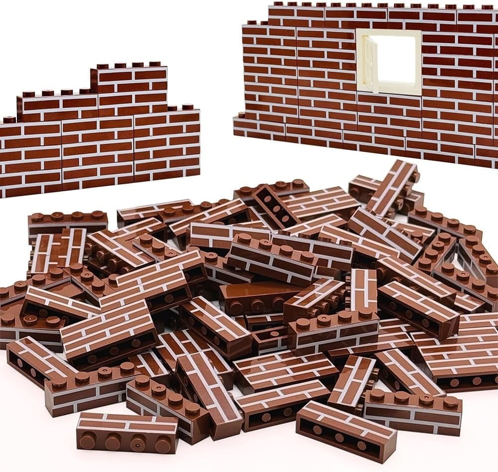 100Pcs Classic Wall Building Bricks,1x4 Masonry Profile Bricks Blocks ...