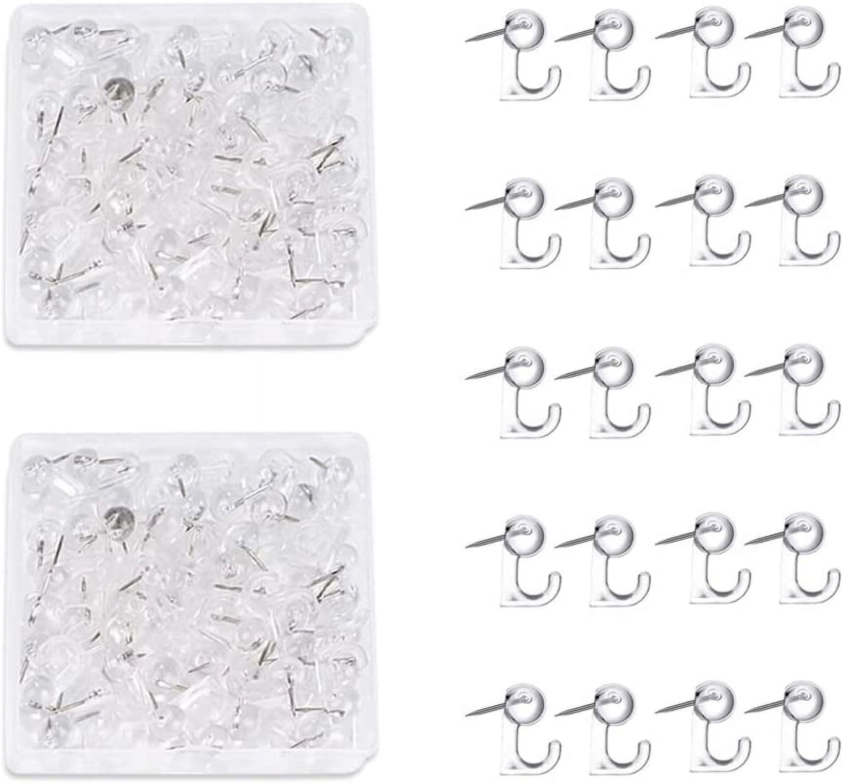 100Pcs Clear Ball-Shaped Push Pin Hooks, Push Pin Hangers, Thumbtacks ...