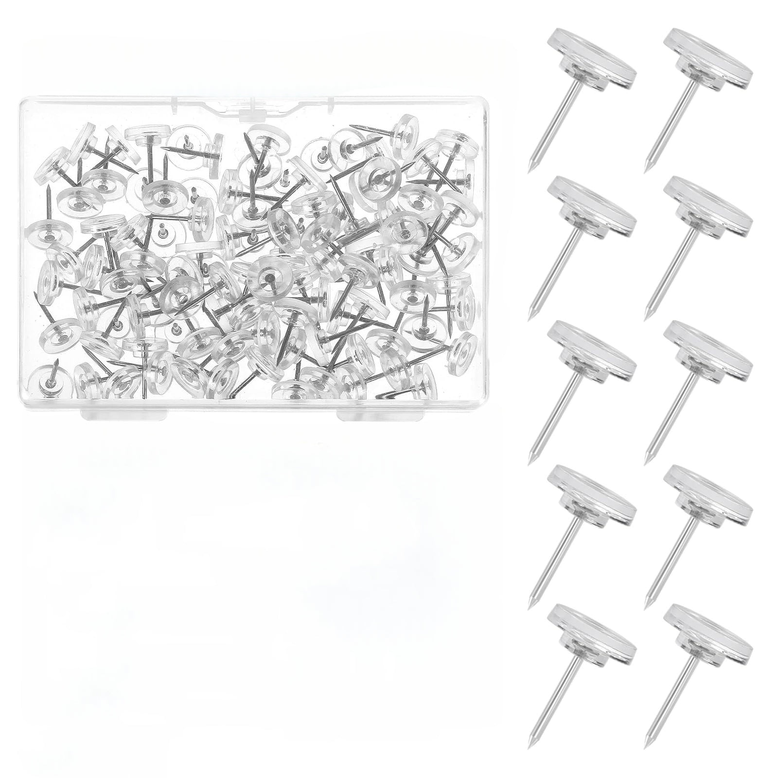 100Pcs Clear Flat Push Pins, Decorative Thumb Tacks for Wall, Cork ...