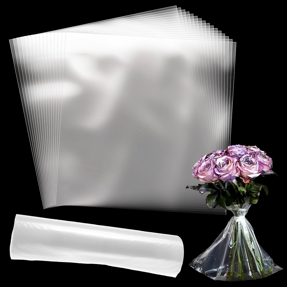 100Pcs Clear Flower Bouquet Wrapping Bag Flower Water Retainer Bags ...