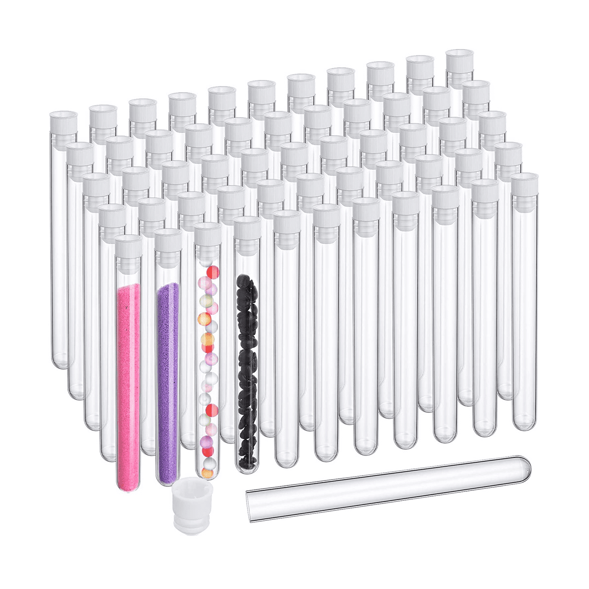 100Pcs Clear Test Tubes with Lids 25 Ml Plastic Tube 16 X 150 Mm ...