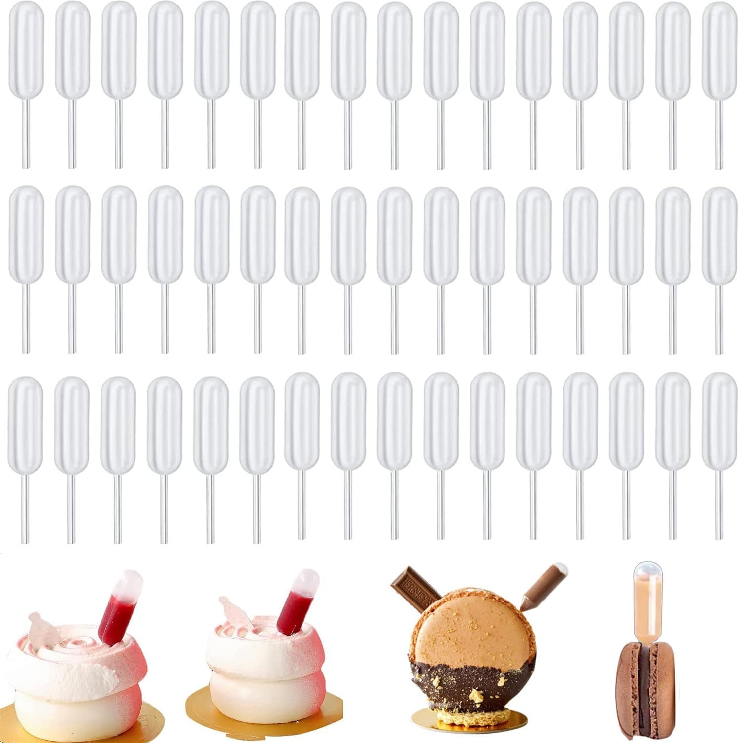 100Pcs Clear Transfer Liquid Dropper Pipettes,Cupcake Dessert Pipettes ...