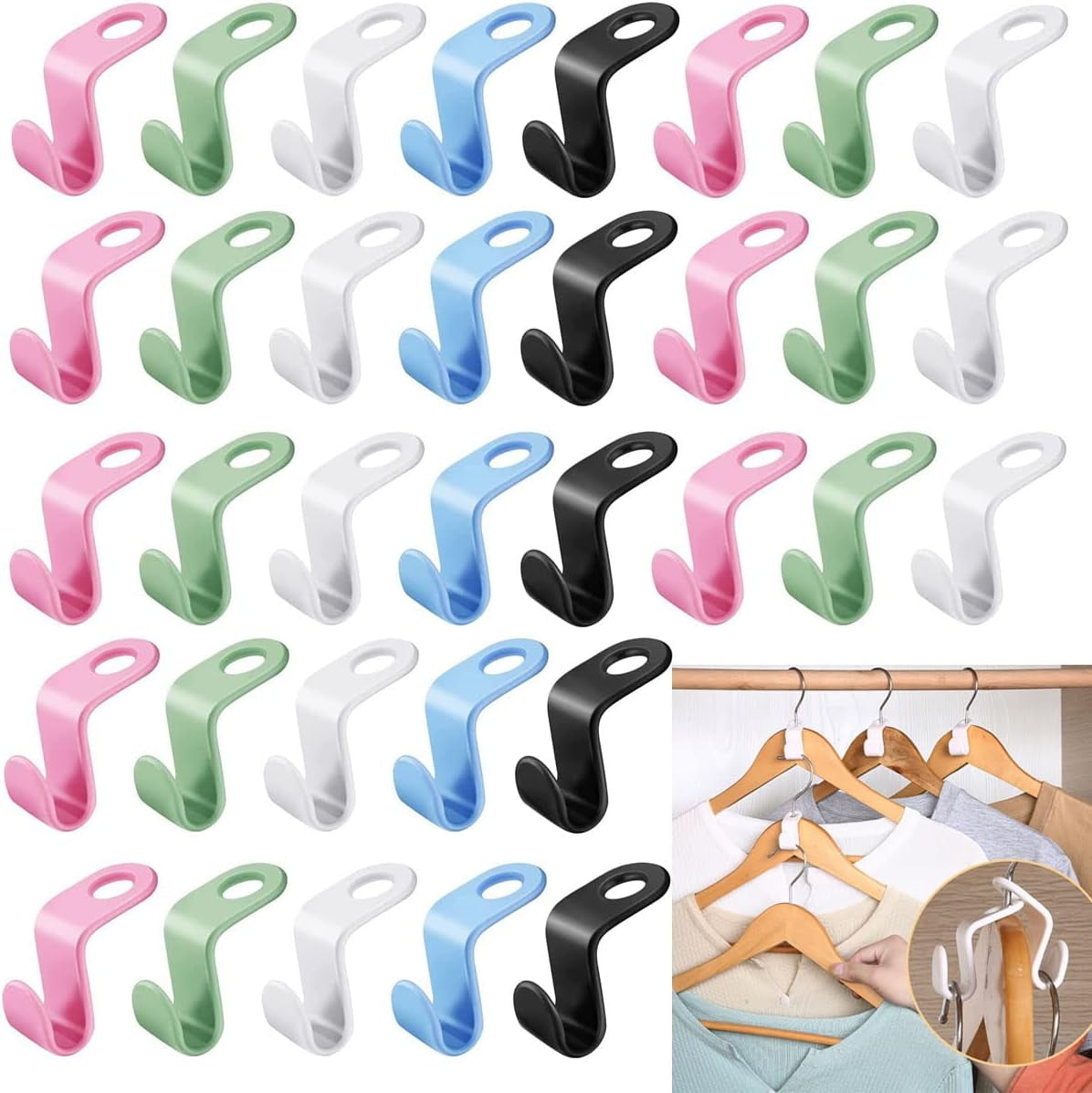100Pcs Clothes Hanger Connector Hooks,Plastic Closet Hanger Organize ...