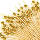 100Pcs Cocktail Picks,Gold Food Sticks Toothpicks Bamboo Garnish ...