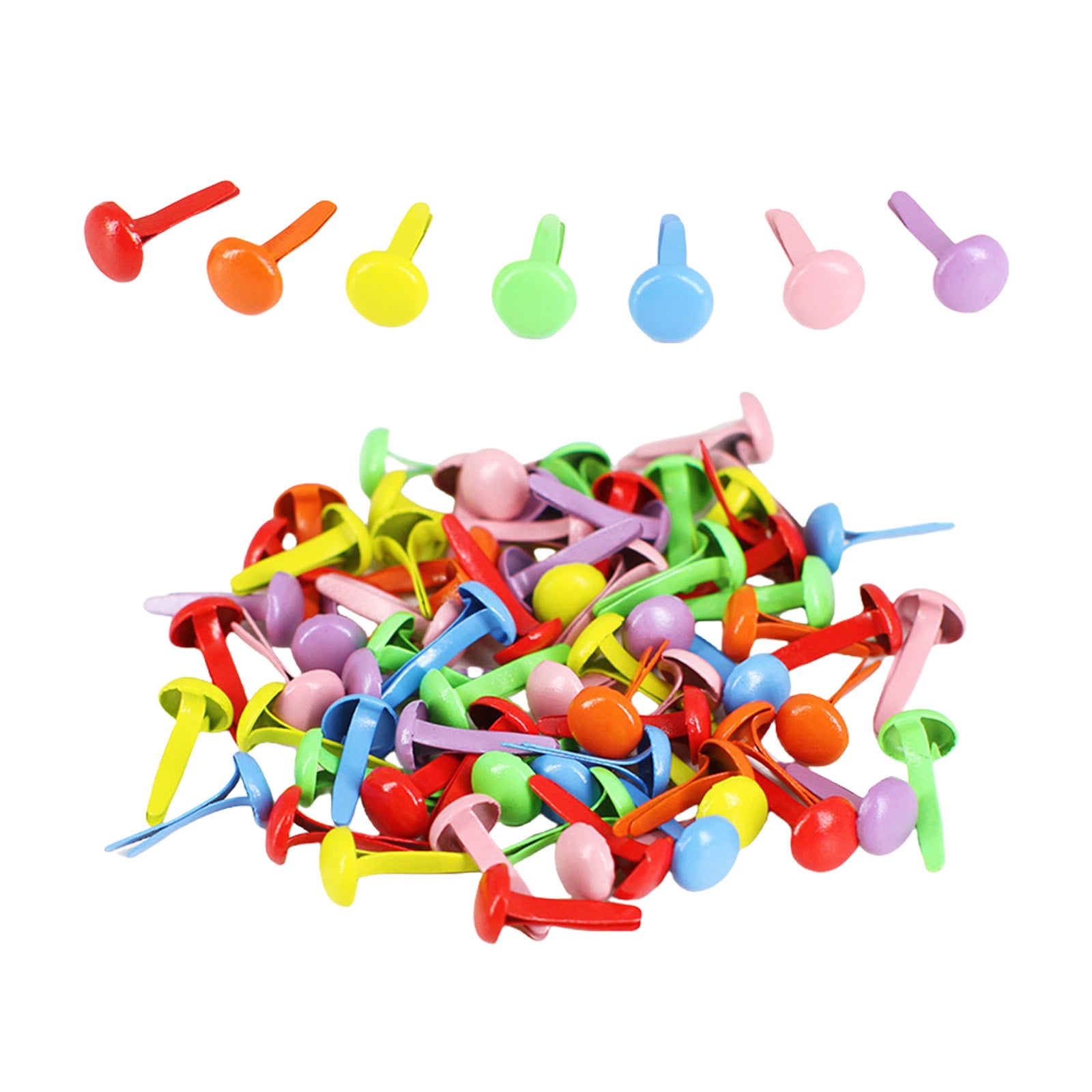 100Pcs Colored Split Pins Metal Paper Fasteners Round Brads Heart Brads ...