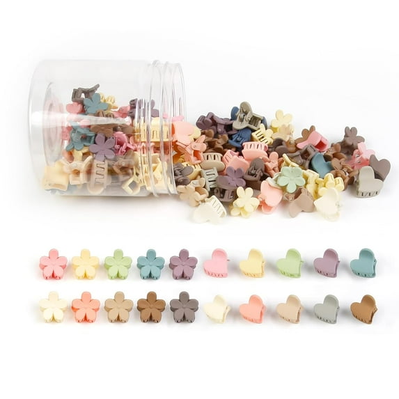 100Pcs Colorful Mini Flower Hair Clips,Small Hair Clips Mini Claw Clips ...