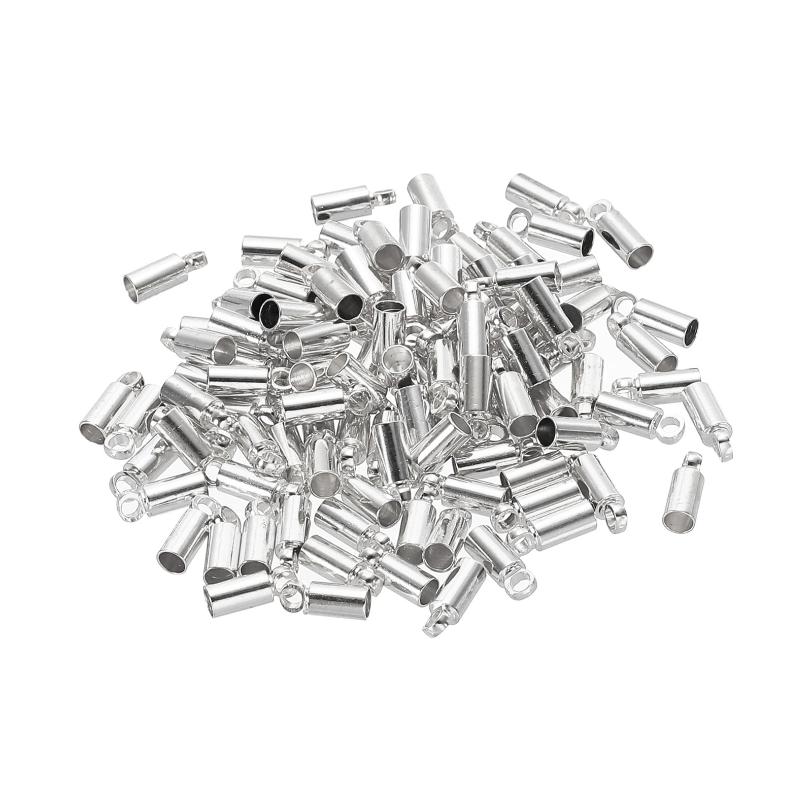 100Pcs Cord End Cap 2.3mm End Cap Barrel Beads Kumihimo End Caps Brass ...