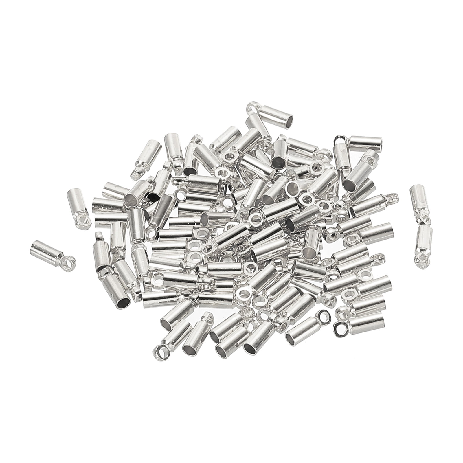 100Pcs Cord End Caps 1.4mm End Cap Barrel Beads Kumihimo End Caps Brass ...