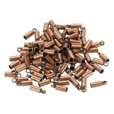 100Pcs Cord End Caps 3.1mm End Cap Barrel Beads Kumihimo End Caps Brass ...