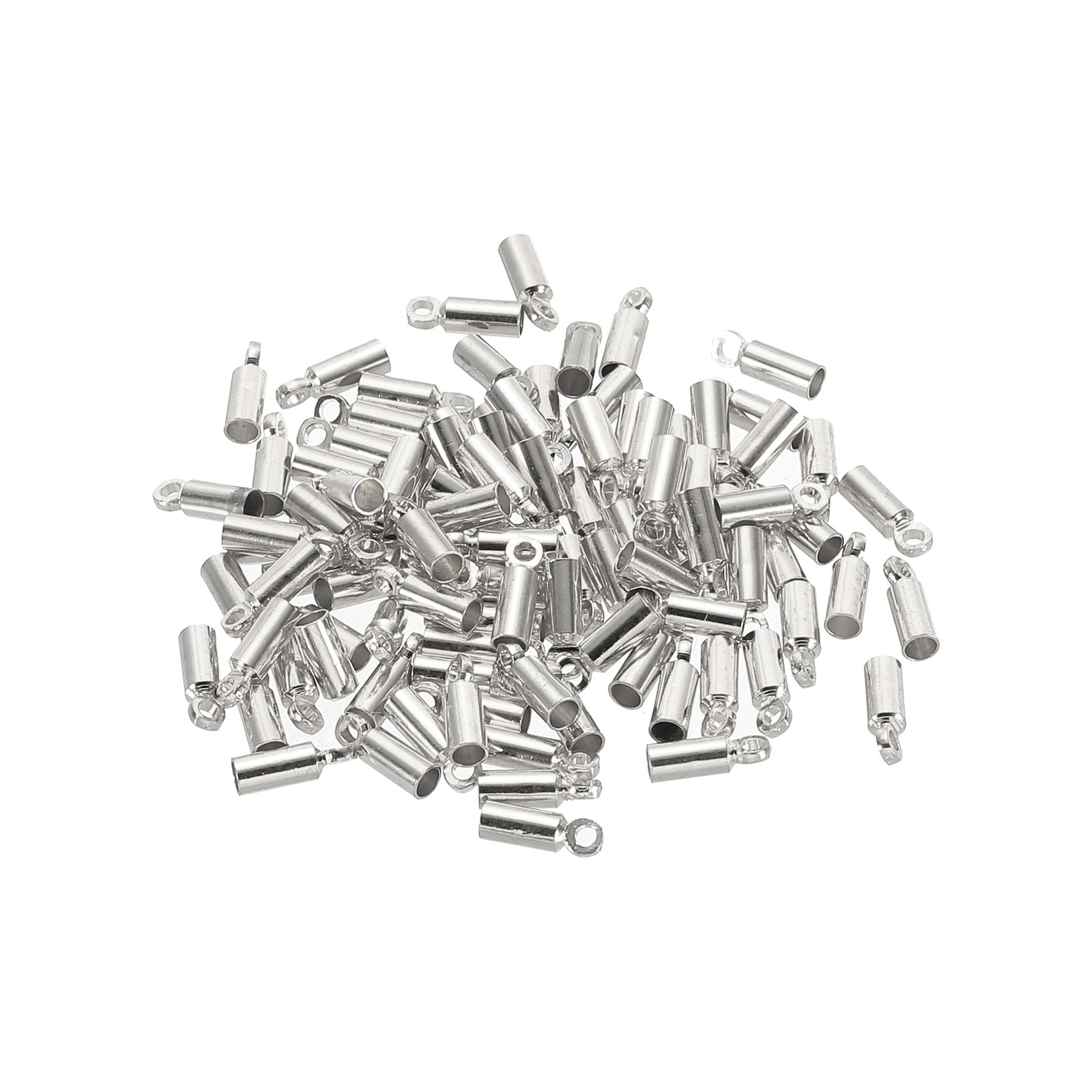 100Pcs Cord End Caps 2mm End Cap Barrel Beads Kumihimo End Caps Brass ...