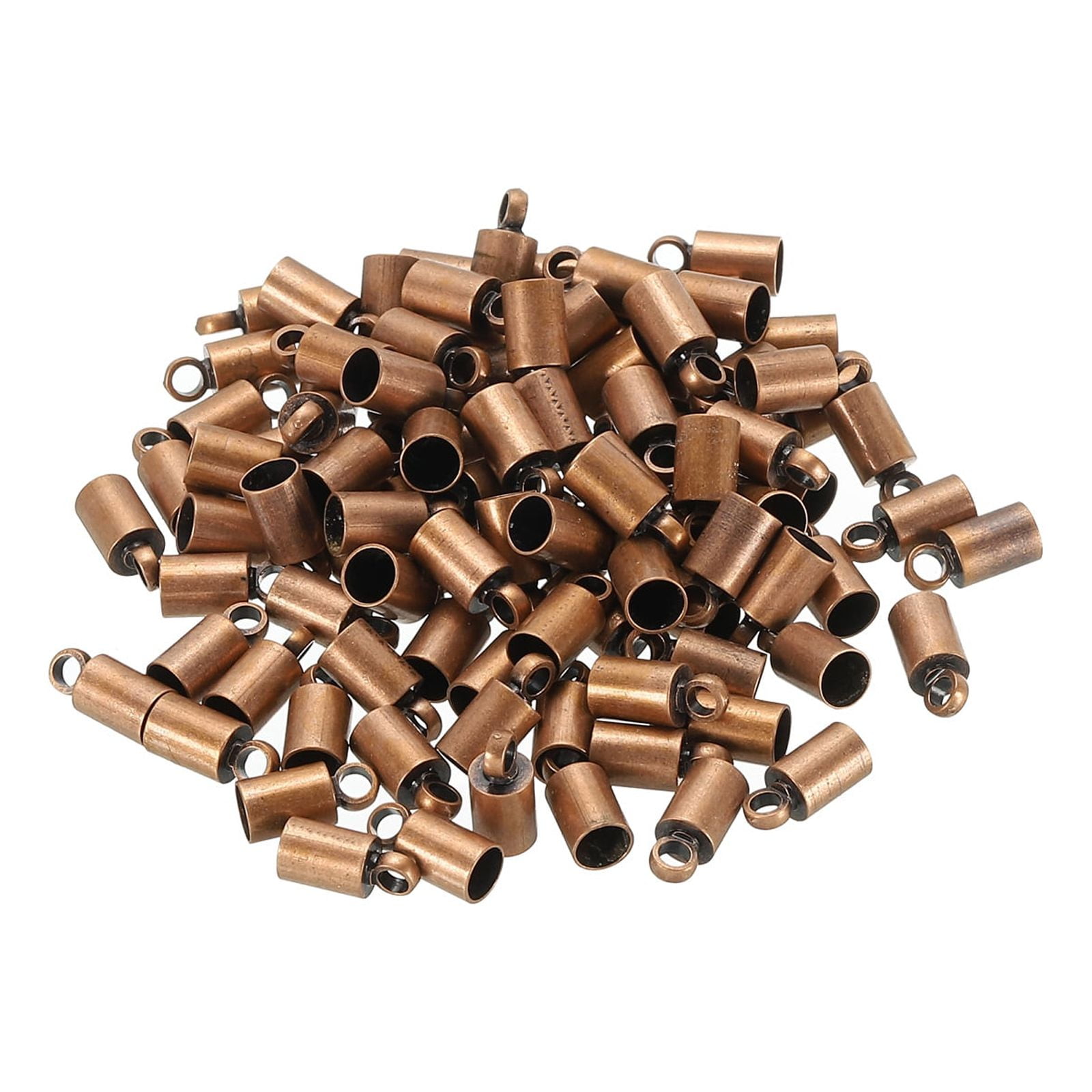 100Pcs Cord End Caps 3.5mm End Cap Barrel Beads Kumihimo End Caps Brass ...
