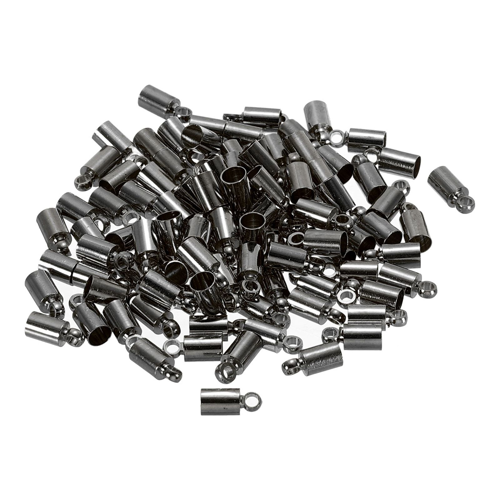 100Pcs Cord End Caps 3.5mm End Cap Barrel Beads Kumihimo End Caps Brass ...