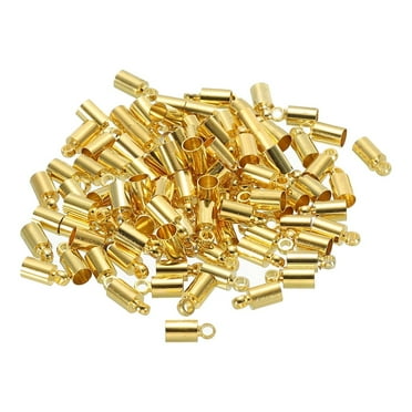 100Pcs Cord End Caps 4.1mm End Cap Barrel Beads Kumihimo End Caps Brass ...
