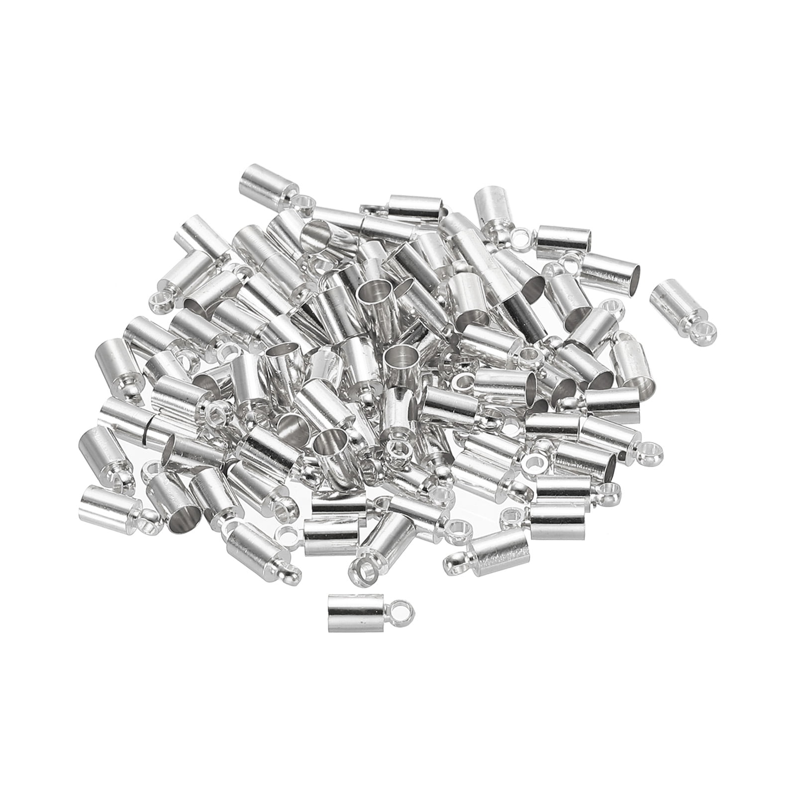 100Pcs Cord End Caps 3.5mm End Cap Barrel Beads Kumihimo End Caps Brass ...