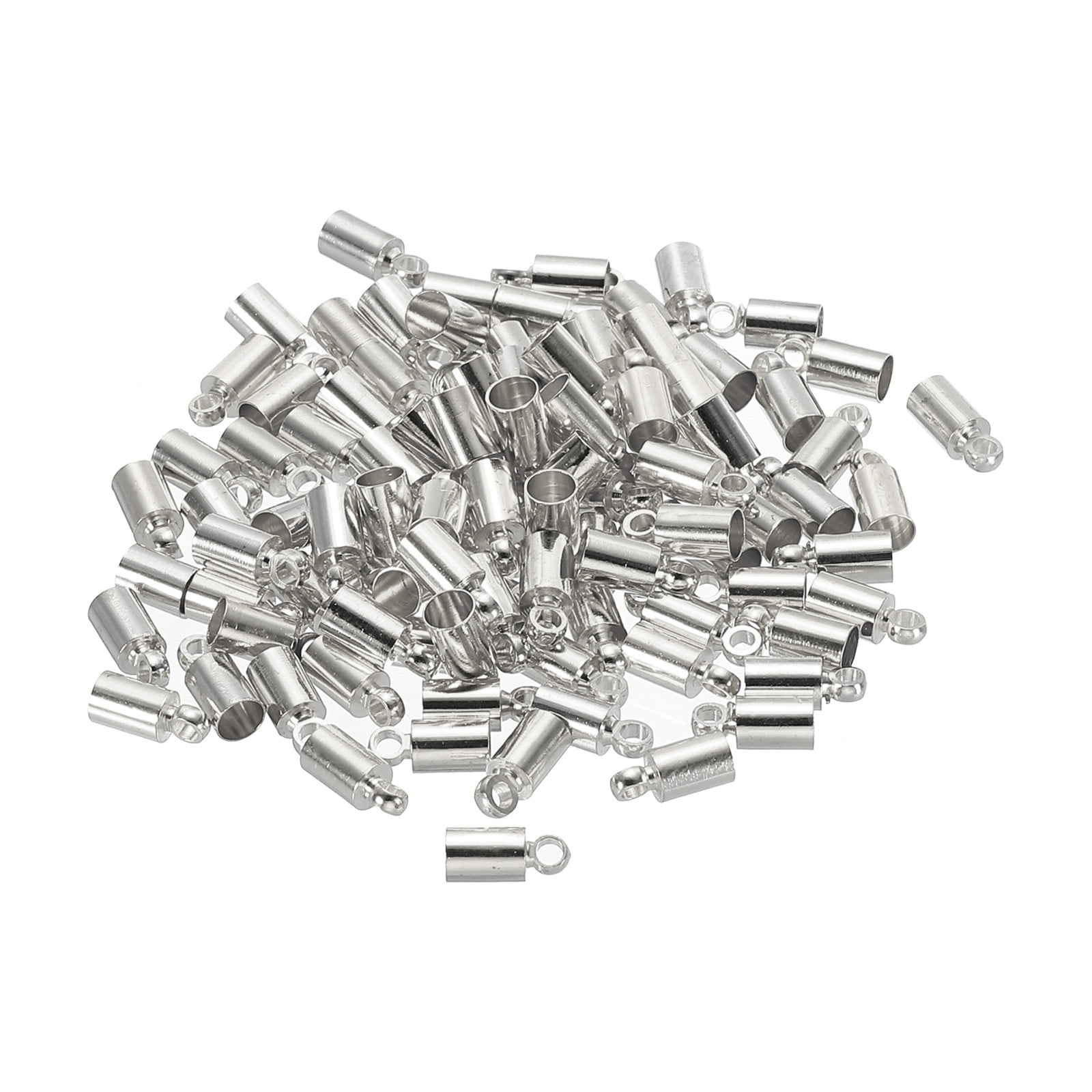 100Pcs Cord End Caps 3.5mm End Cap Barrel Beads Kumihimo End Caps Brass ...