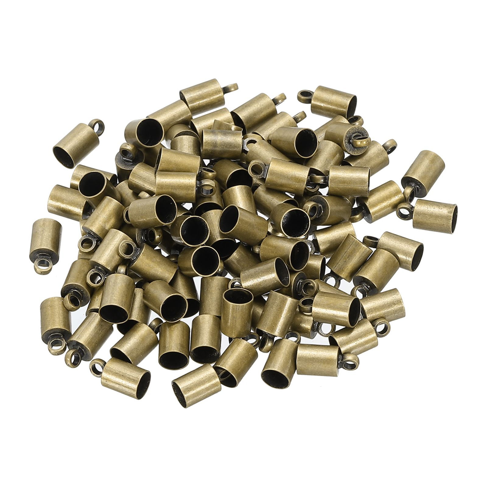 100Pcs Cord End Caps 4.5mm End Cap Barrel Beads Kumihimo End Caps Brass ...