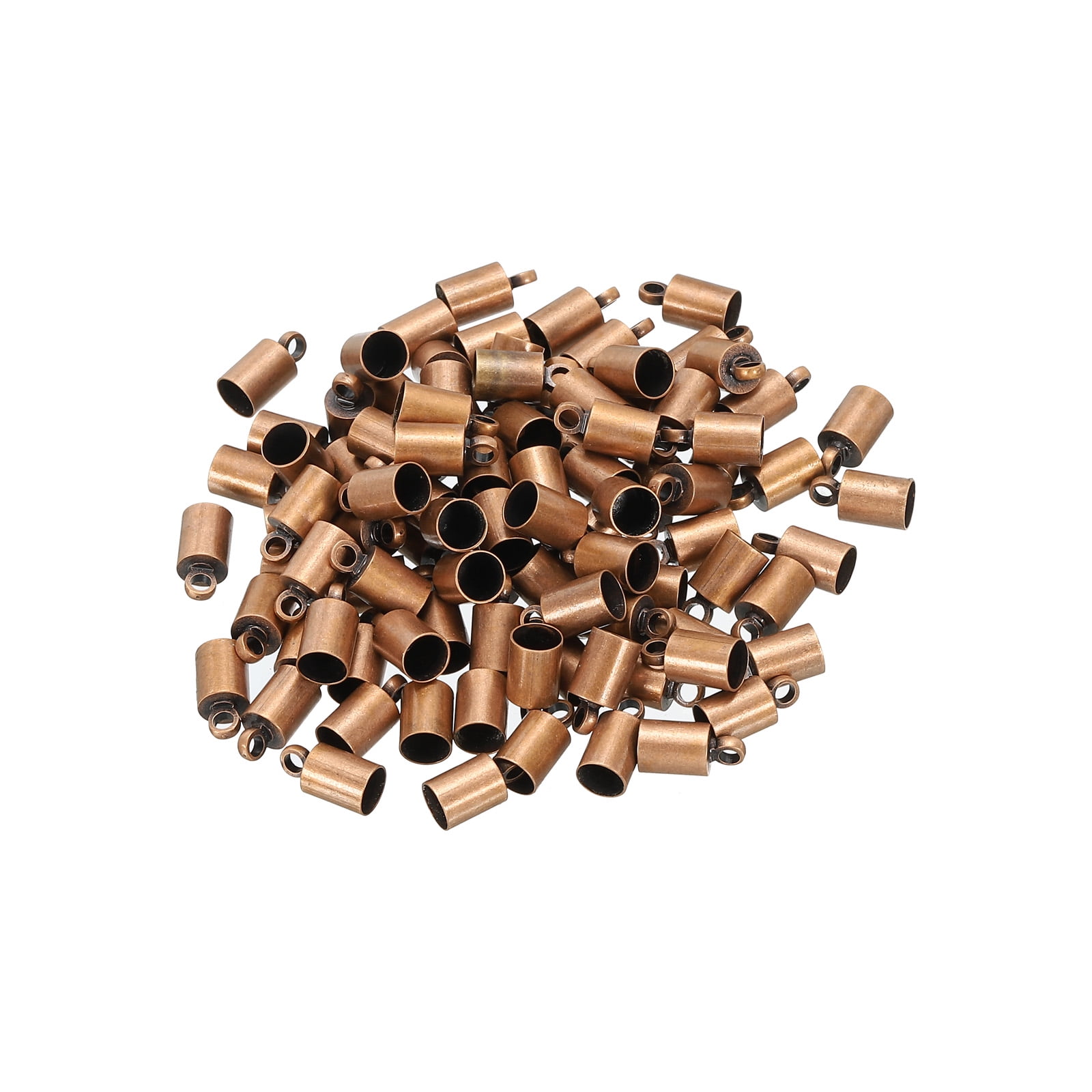 100Pcs Cord End Caps 4.5mm End Cap Barrel Beads Kumihimo End Caps Brass ...