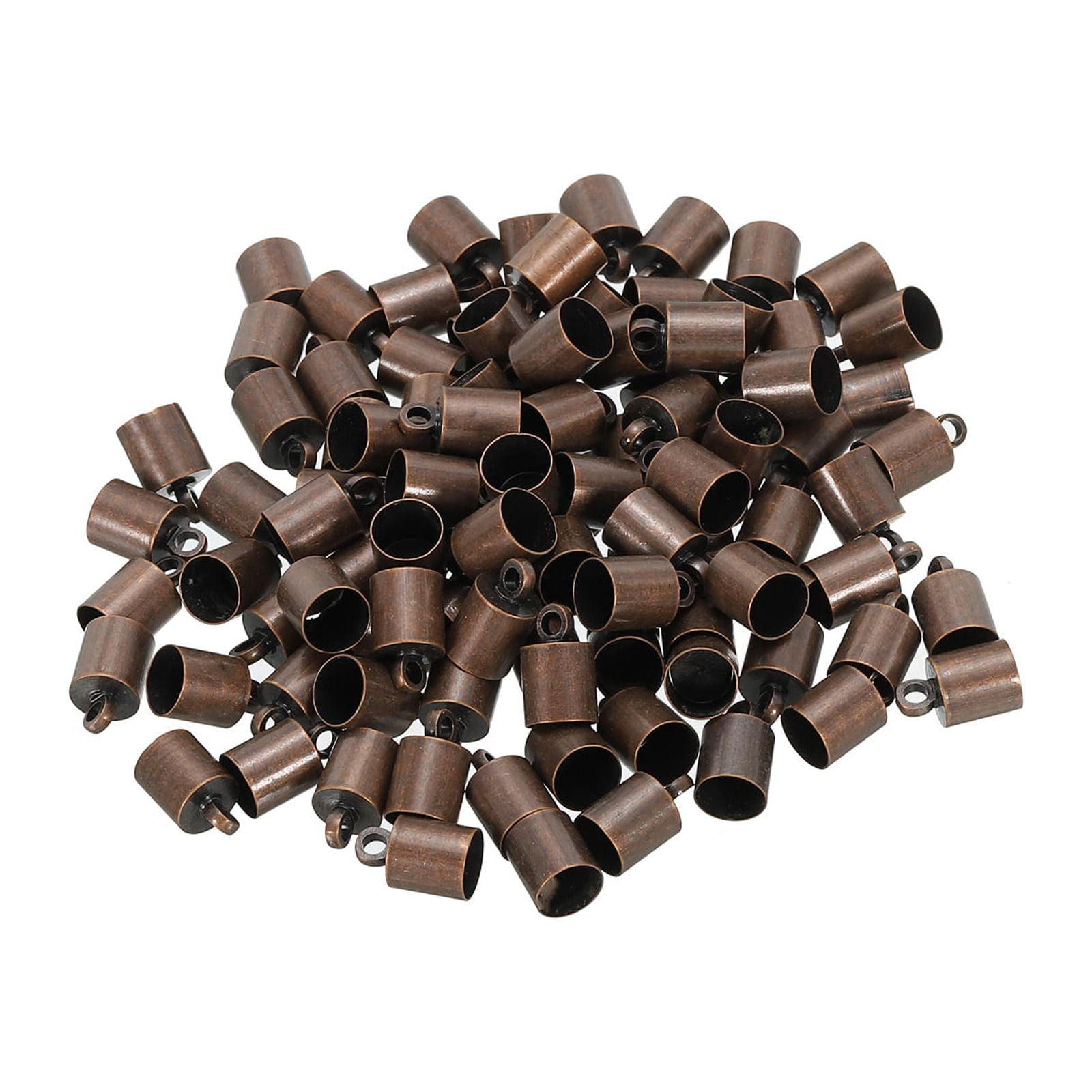 100Pcs Cord End Caps 5.5mm End Cap Barrel Beads Kumihimo End Caps Brass ...