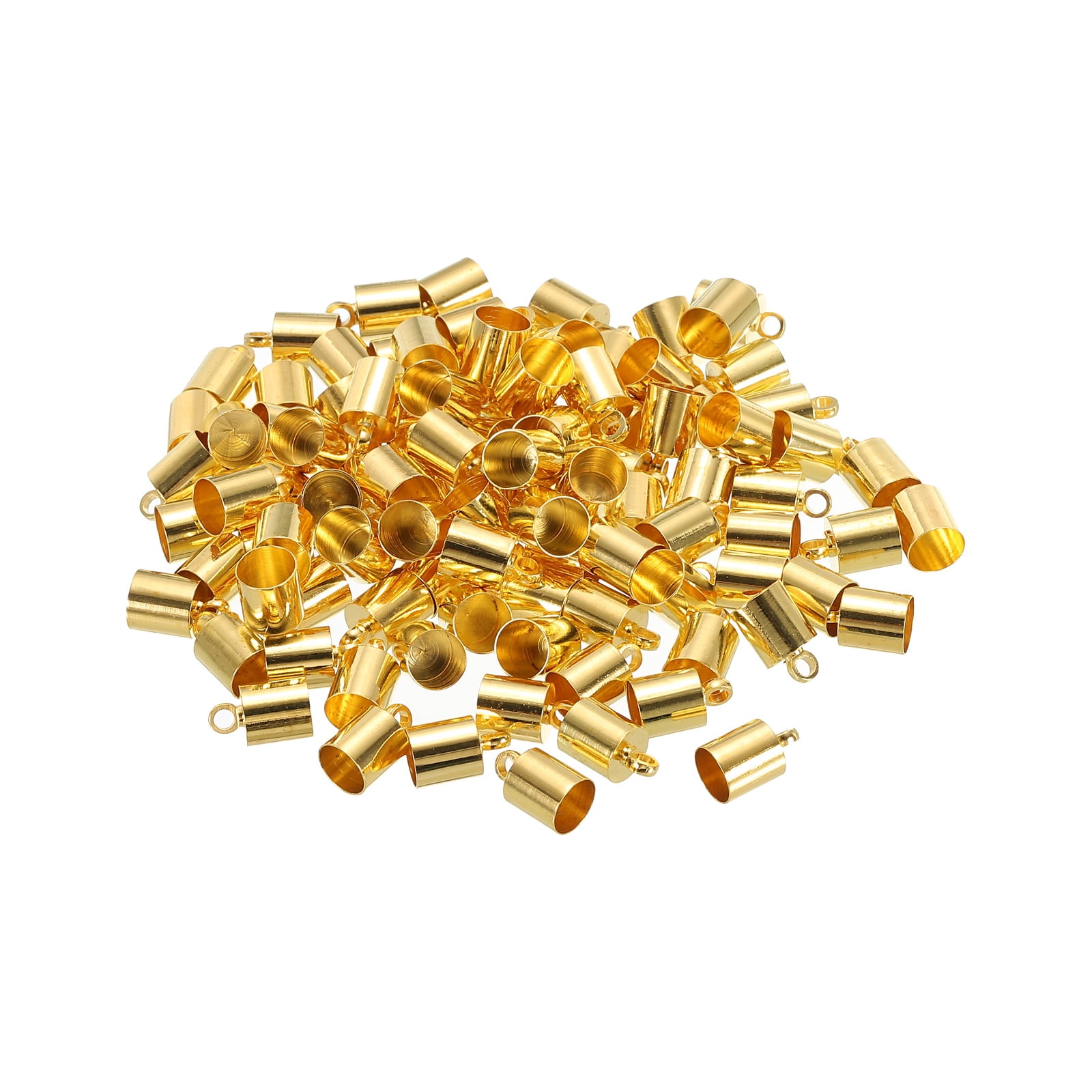 100Pcs Cord End Caps 5.5mm End Cap Barrel Beads Kumihimo End Caps Brass ...