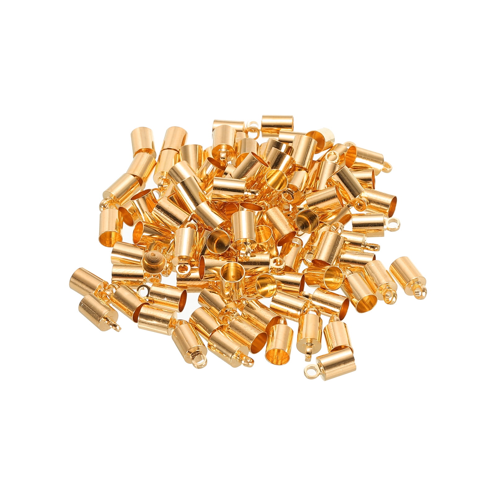 100Pcs Cord End Caps 5.6mm End Cap Barrel Beads Kumihimo End Caps Brass ...