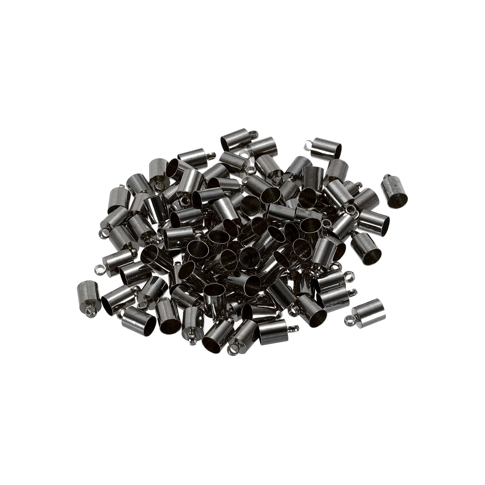 100Pcs Cord End Caps 5mm End Cap Barrel Beads Kumihimo End Caps Brass ...