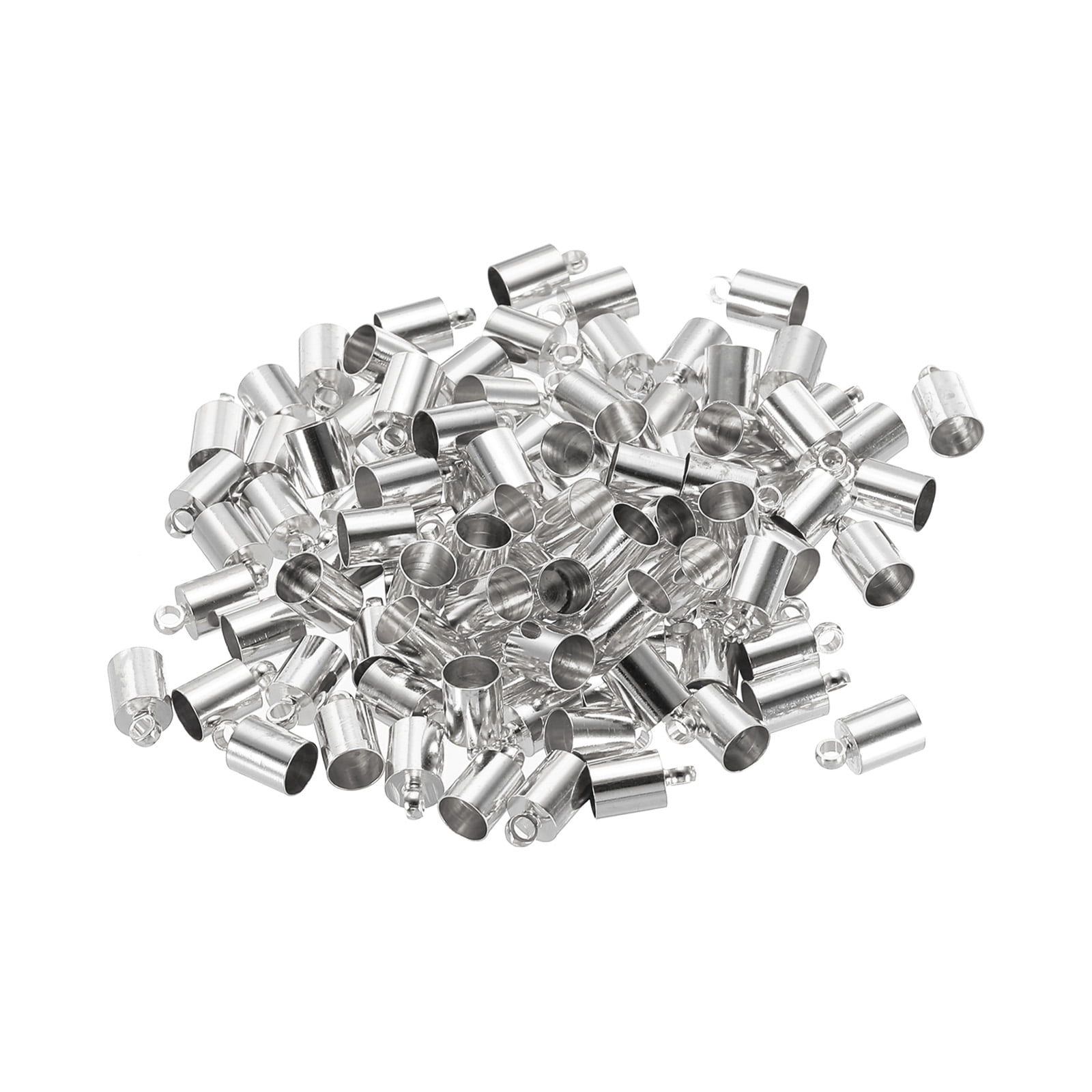 100Pcs Cord End Caps 5mm End Cap Barrel Beads Kumihimo End Caps Brass ...