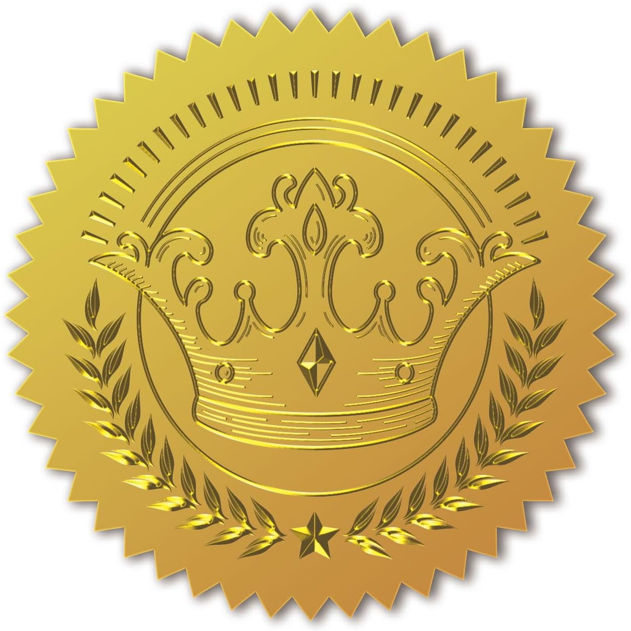 100Pcs Crown Gold Foil Certificate Seals Self Adhesive Embossed Seals ...