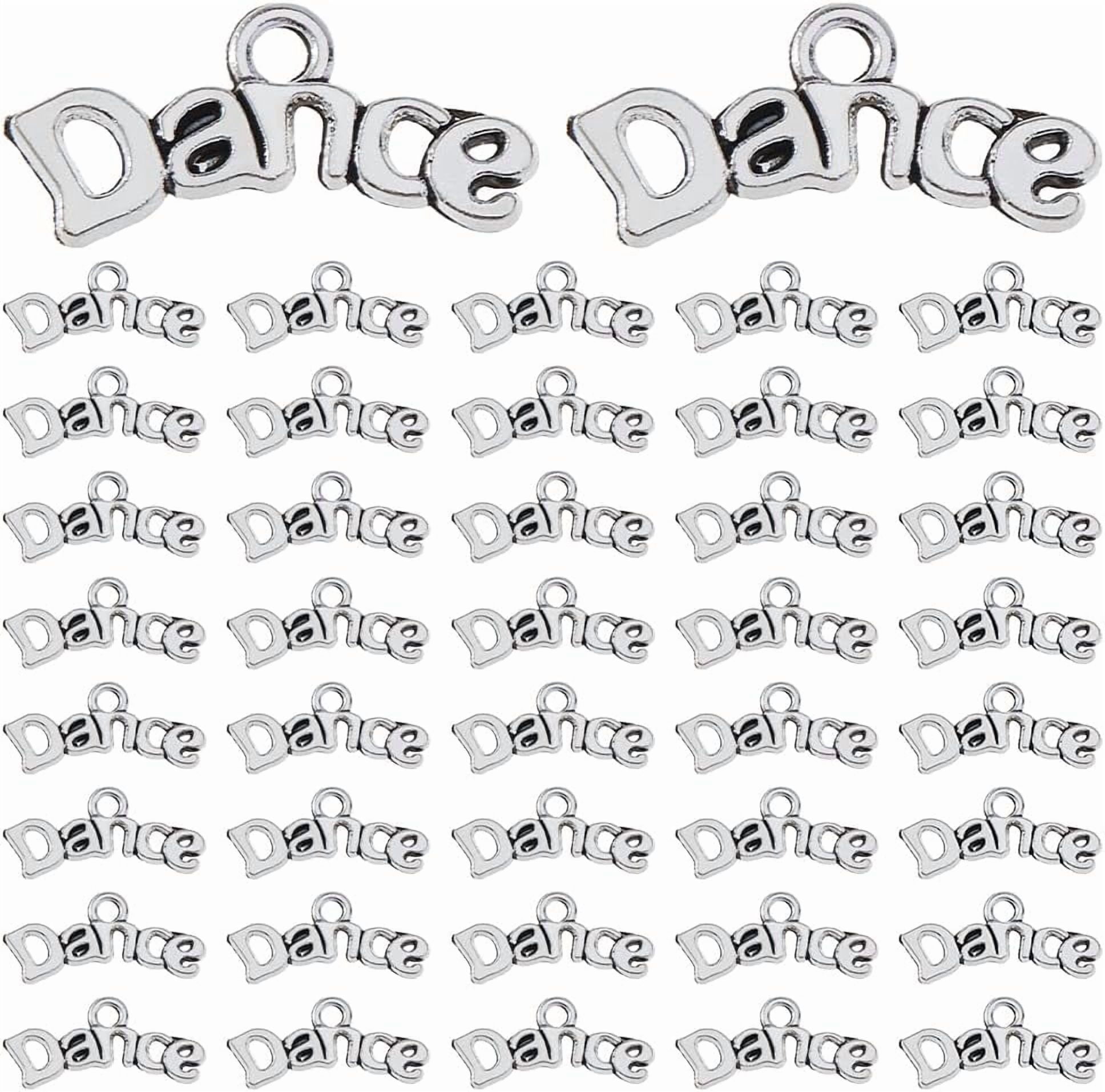 100Pcs Dance Charms Small Metal Dance Pendant Alloy Word Letter Charm ...