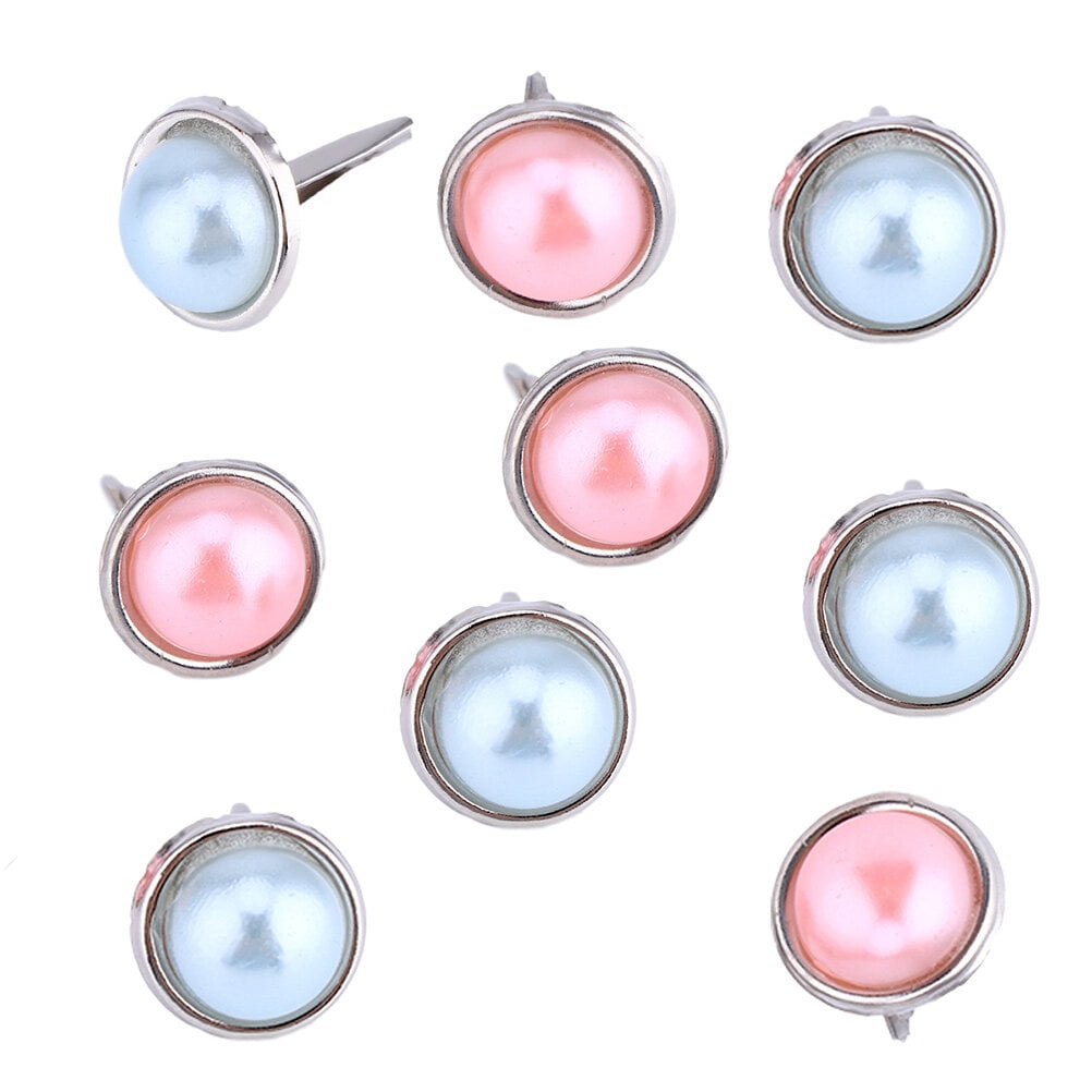 100Pcs Decorative Mini Brads Round Paper Fasteners Pearl Design Brads ...