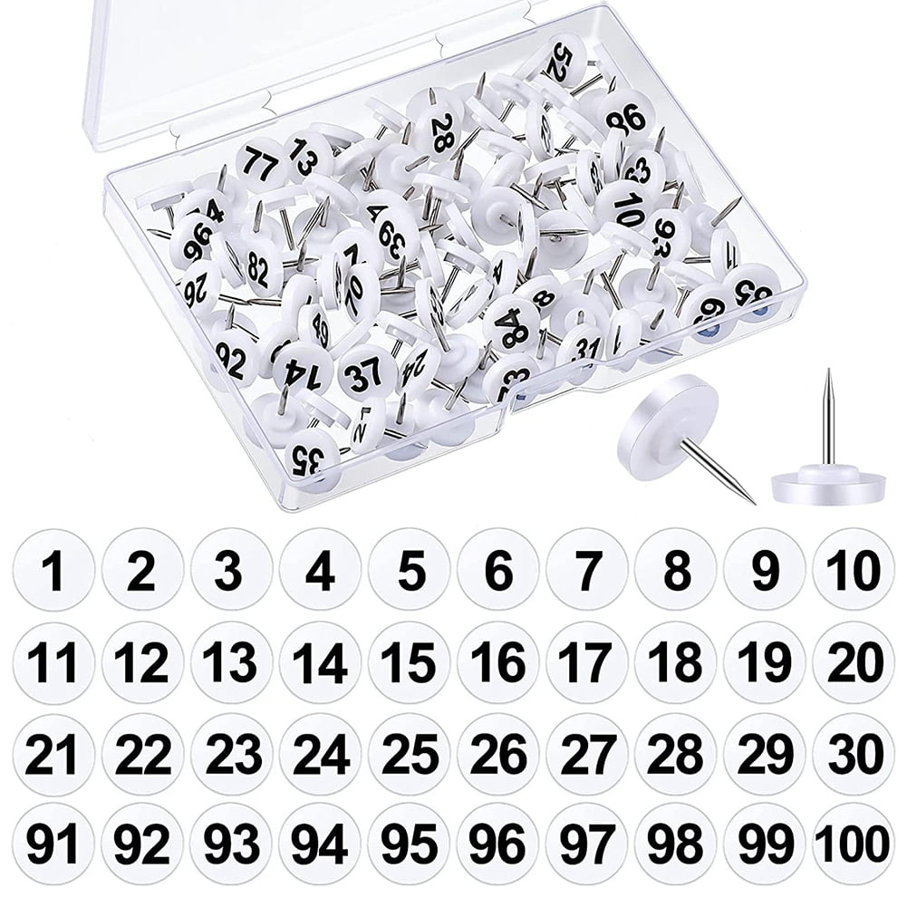 100Pcs Decorative Pushpins Number Thumb Tacks Bulletin Board Pushpins Accessories with Storage ...