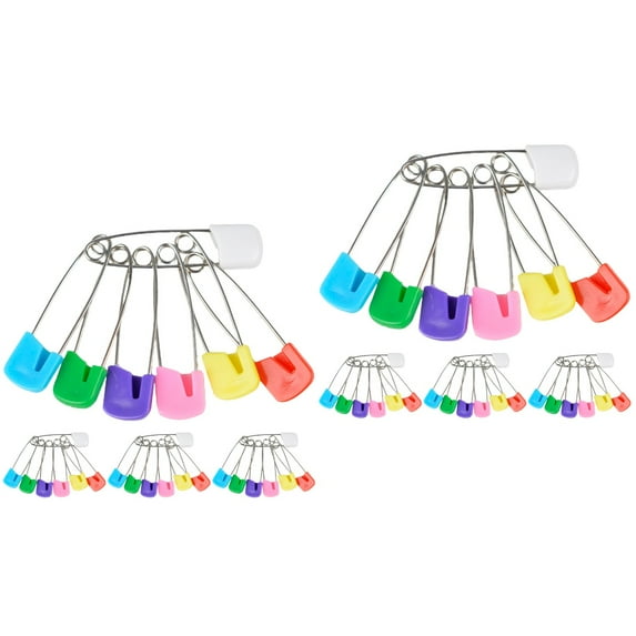 100Pcs Diaper Pins Nappy Pins Plastic Head Safety Pins with Safe ...