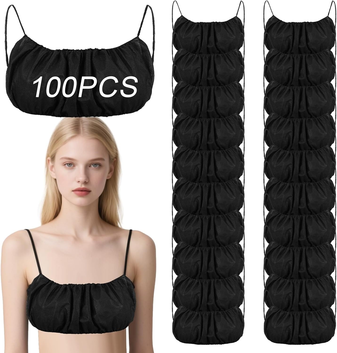 100Pcs Disposable Nonwoven Bras for Women, Black Bra for Travel ...