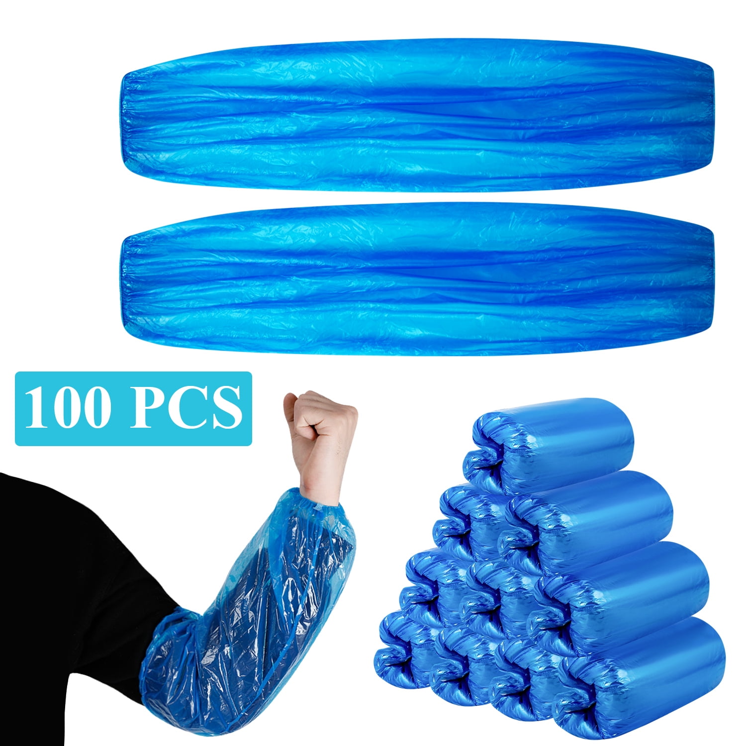 100Pcs Disposable PE Plastic Arm Sleeves Waterproof Covers Oversleeves ...