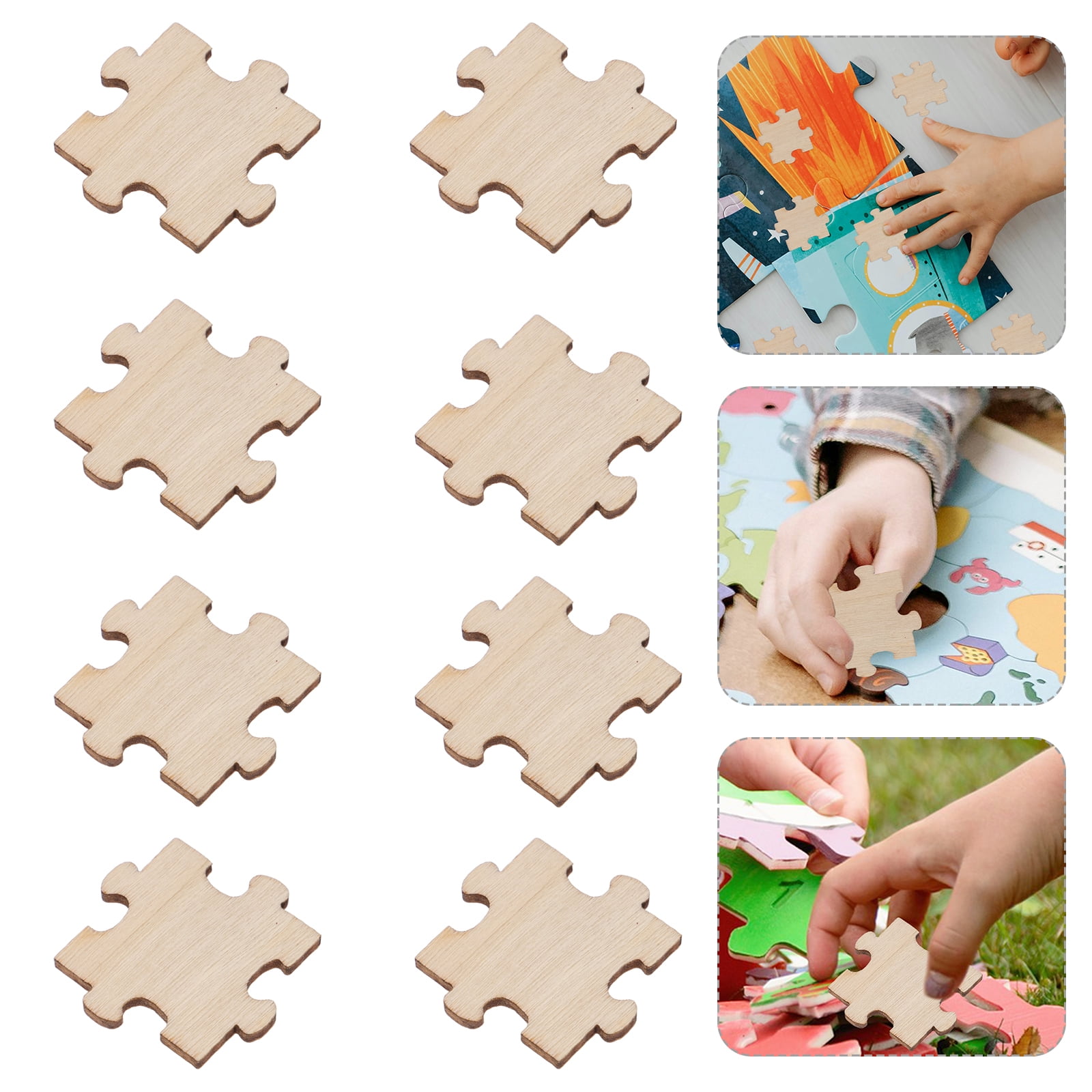 WHAMVOX Wooden Puzzle Chips for Kids Made of Natural Beige Plastic ...