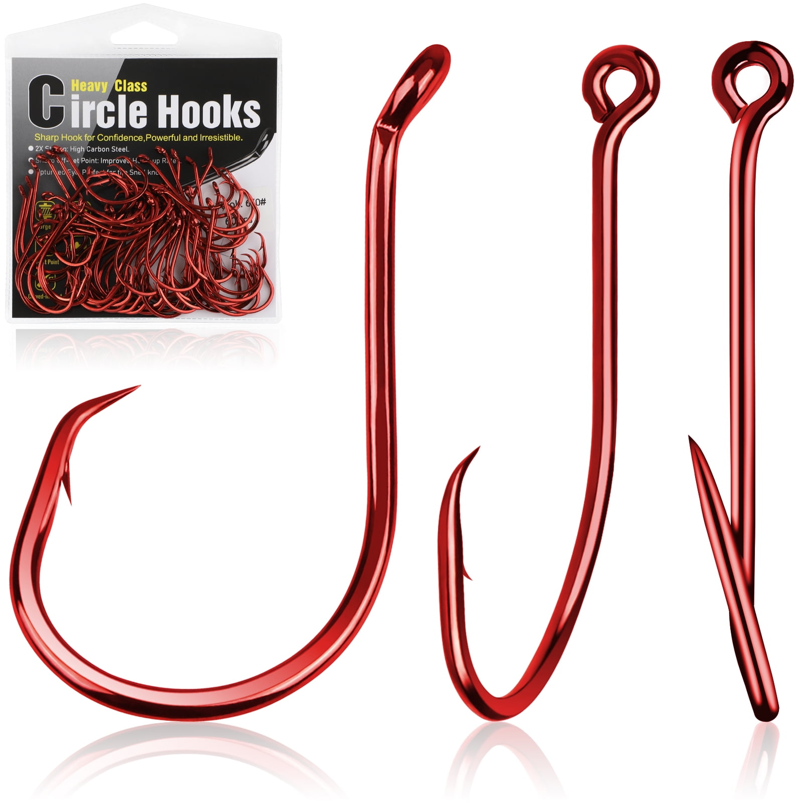 100Pcs Dovesun Red 2/0 Catfish Hooks, Octopus Circle Hooks 2X Strong ...