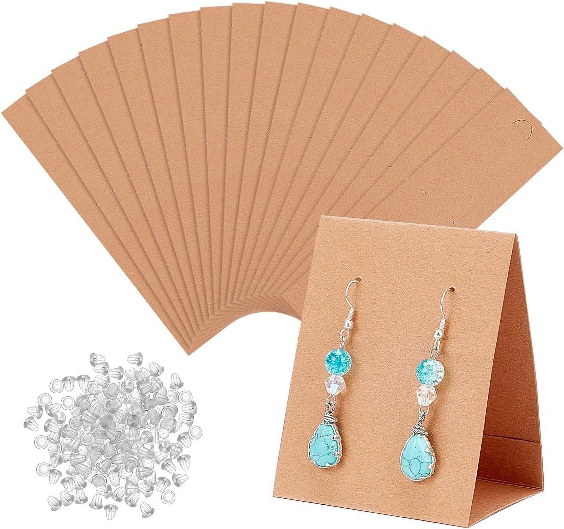 100Pcs Earring Display Cards 3D Triangle Kraft Paper Earring Holder ...