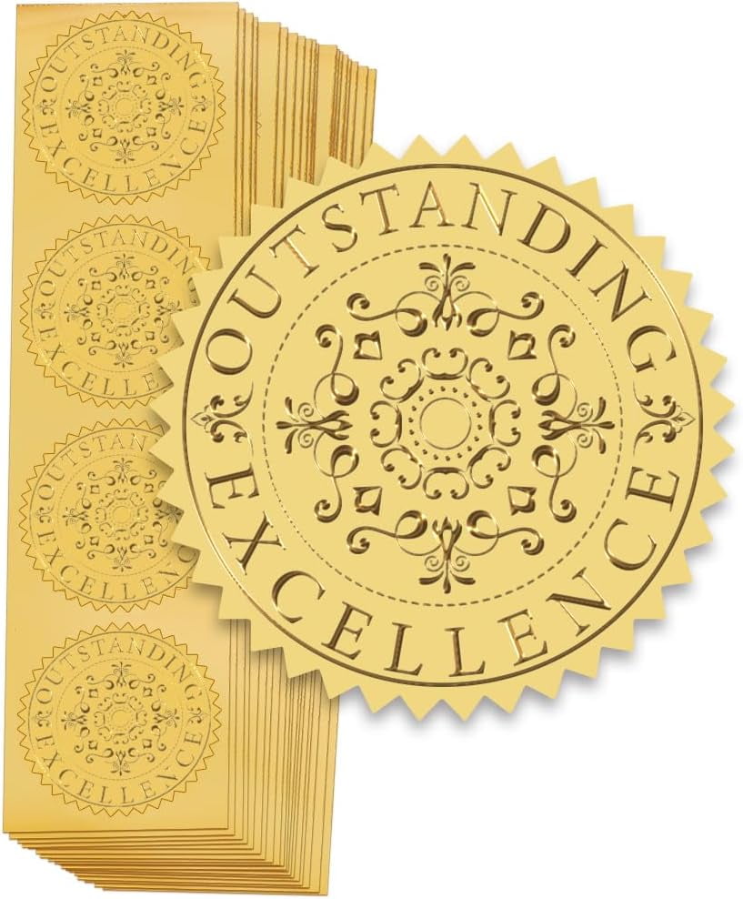 100Pcs Embossed Gold Foil Certificate Seals Gold Foil Stickers for ...